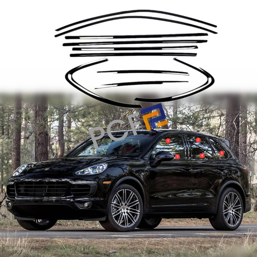 For Porsche Cayenne 2011-2018 10PCS Gloss Black Stainless Car Window ...