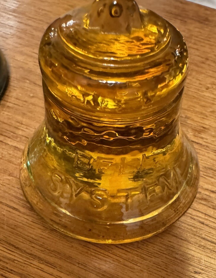 Vtg Bell Telephone~Pioneers of America~Set 2 Glass Bell Insulator ...