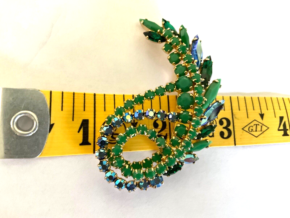 Wow! Extremely Rare Vintage Gorgeous signed Sherman Green & Blue Brooch ...