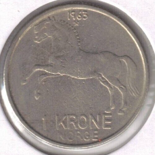 1963 Norway Circulated Olav V Head & Horse 1 Krone Coin! | eBay