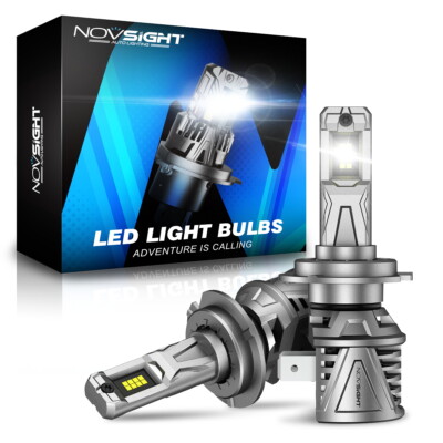 NOVSIGHT H7 LED Headlight Bulbs Kit Hi Lo Beam 60W Super Bright White ...