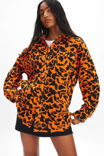 BDG Urban Outfitters Dani Flannel Shirt Tunic Top Oversize Animal Print ...