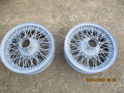 Jaguar XK competition wire wheels pair 5K x 16 , 72 spoke, rudge 52 hub ...
