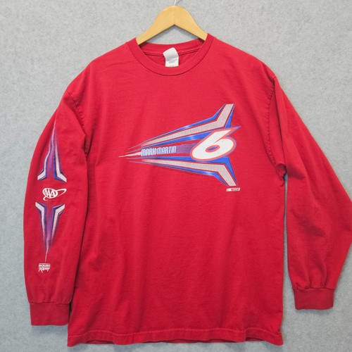 Vtg NASCAR Shirt Mens XL Long Sleeve Mark Martin #6 AAA Roush Racing ...