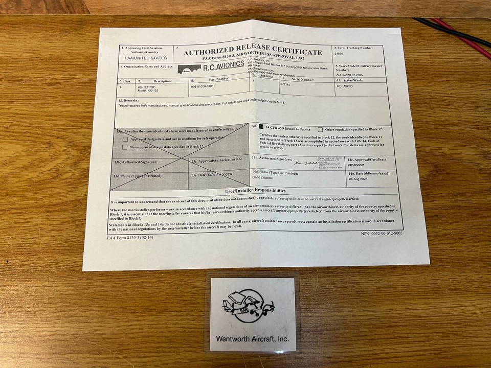 KING KX-125 NAV/COM W/BUILT-IN VOR INDICATOR & 8130-3 | eBay