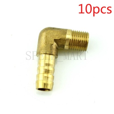 10pc 1/8" DN6 Thread 8mm Barbed Brass L Type 2 Way Hose Fuel Hose ...