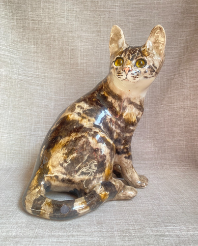 Vintage c1970s Winstanley Pottery Ceramic Glass Eye Tabby Cat Lifelike ...