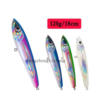 Fish Trolling Wooden GT Popper Trolling Saltwater Big Game Topwater ...