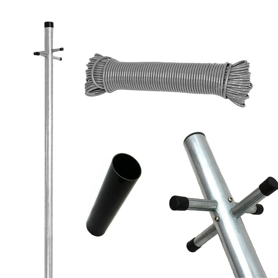 2.2m Heavy Duty Washing Line Post Pole ft Clothes Support W/ Ground ...