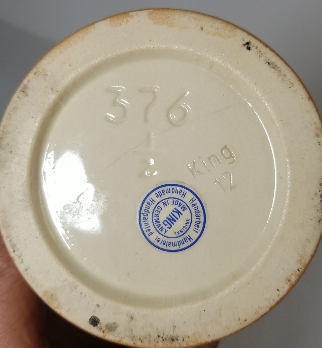 GERMAN Beer Stein King Western GERMANY Lidded Pretzel bakery beerstein ...