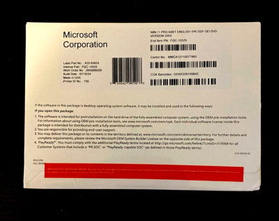 Brand New Microsoft Windows 11 Pro Professional 64-bit, DVD Operating ...