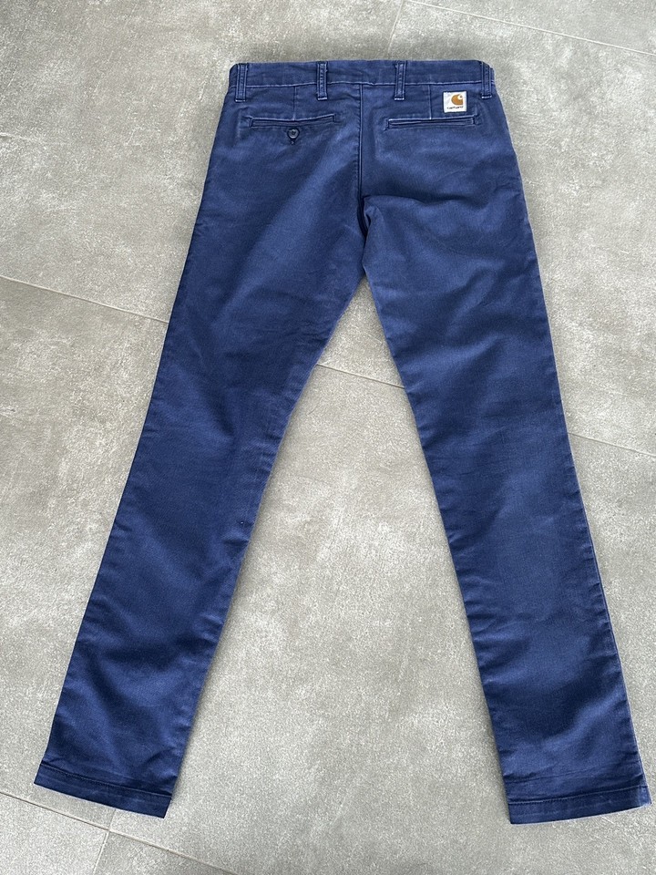 Mens Carhartt Sid Pant Trousers Dusky Blue Tapered Leg Stretch Twill ...