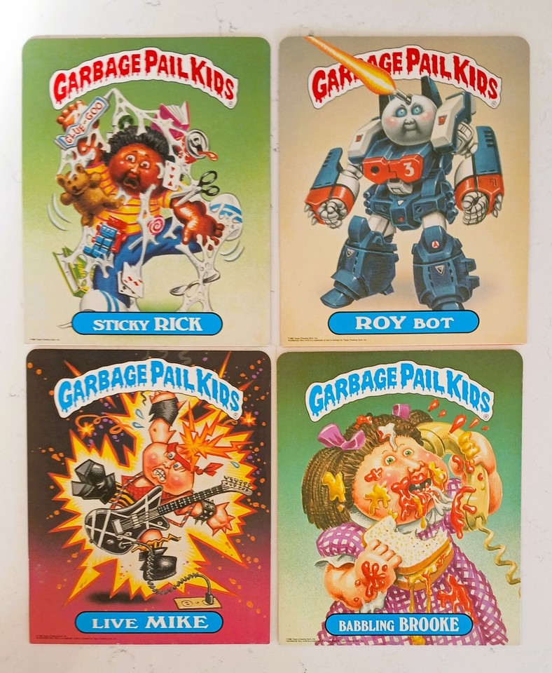 4x Lot 1985 1986 Topps Garbage Pail Kids GPK Pocket Paper Folders Adam ...