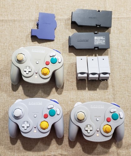 Nintendo Gamecube Wavebird x3 Lot Gray Wireless Controller & Receivers ...