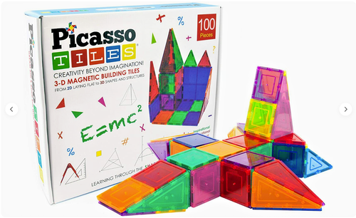 Picasso Tiles Box 100 Pcs Magnetic 3D Building Block Set Construction ...