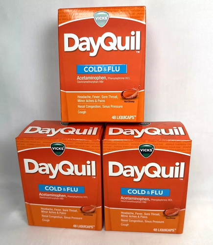 New Vicks DayQuil Cold & Flu Multi-Symptom Relief 48 Liquid Caps Each ...
