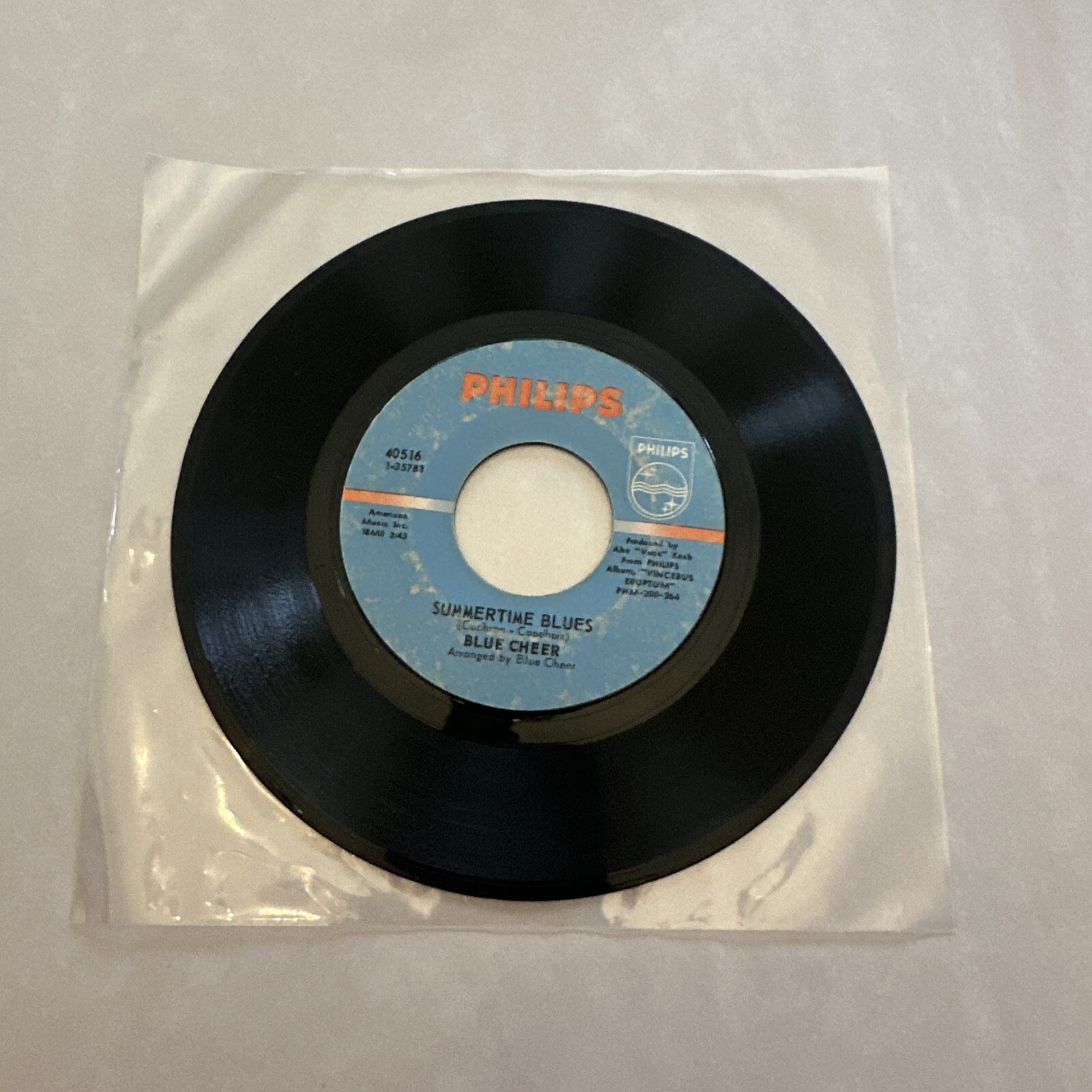 BLUE CHEER Summertime Blues PHILIPS 45 RPM VG psych classic rock record ...
