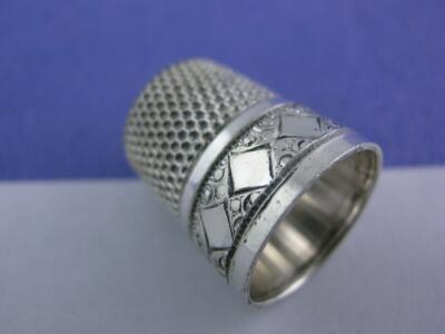 Vintage Sterling Silver SIMONS Thimble DIAMOND & engraved patterns ...