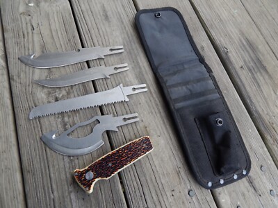 WESTERN Hunter's Skinning & Caping Field Dressing KNIFE SET w/3 Blades ...