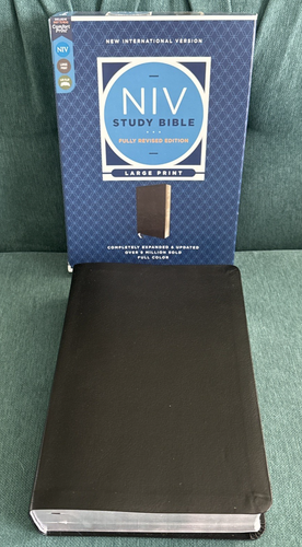 NIV Study Bible Fully Revised Edition Leathersoft Black Large print ...