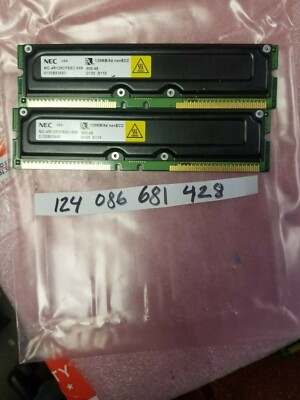 256MB KIT 2X 128MB RAMBUS RIMM 800-45 NONECC 184PIN INTEL MEMORY RAM PC ...