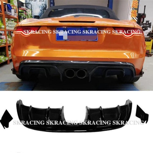 For Jaguar F-Type 2013-2019 Gloss Black Rear Diffuser Bumper Spoiler ...