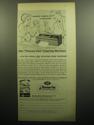 1958 3M Thermo-Fax Copying Machine Ad - Makes copies in 4 seconds | eBay