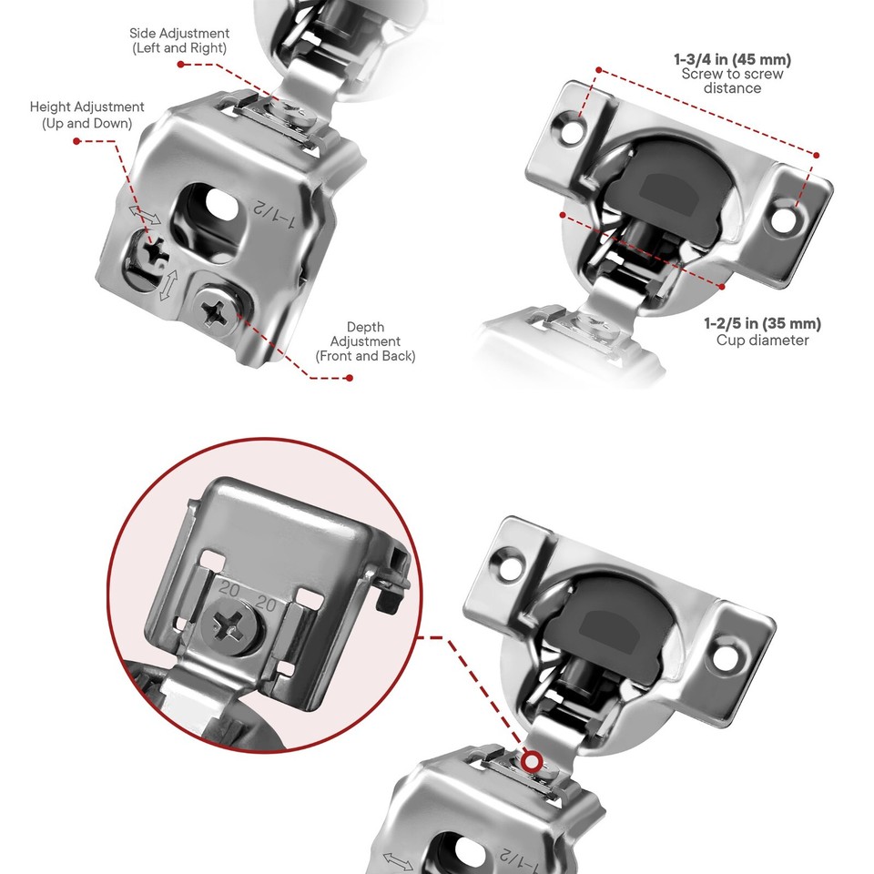 1 1/2 Overlay Restricted Angle to 90 Deg Soft Close Face Frame Cabinet ...