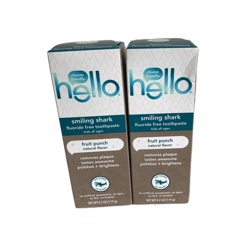 Pack 2 Hello Smiling Shark Fluoride Free Kids Toothpaste Children's | eBay