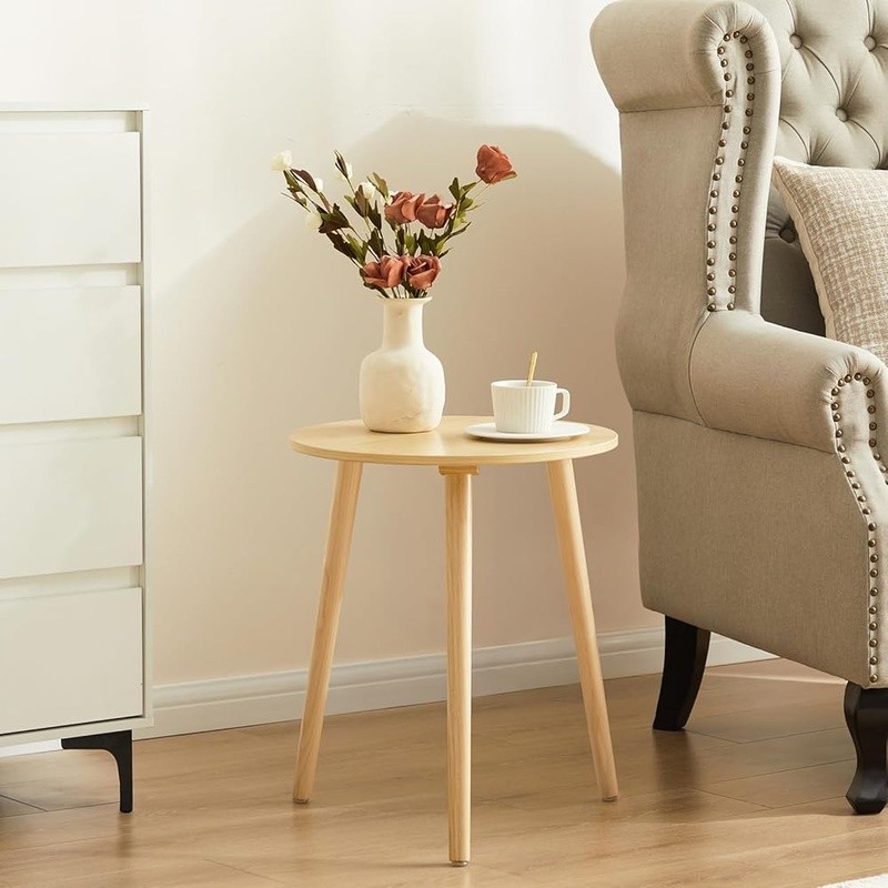 Sturdy Round Side Table Lightweight Eco-Friendly Easy Assembly Home ...