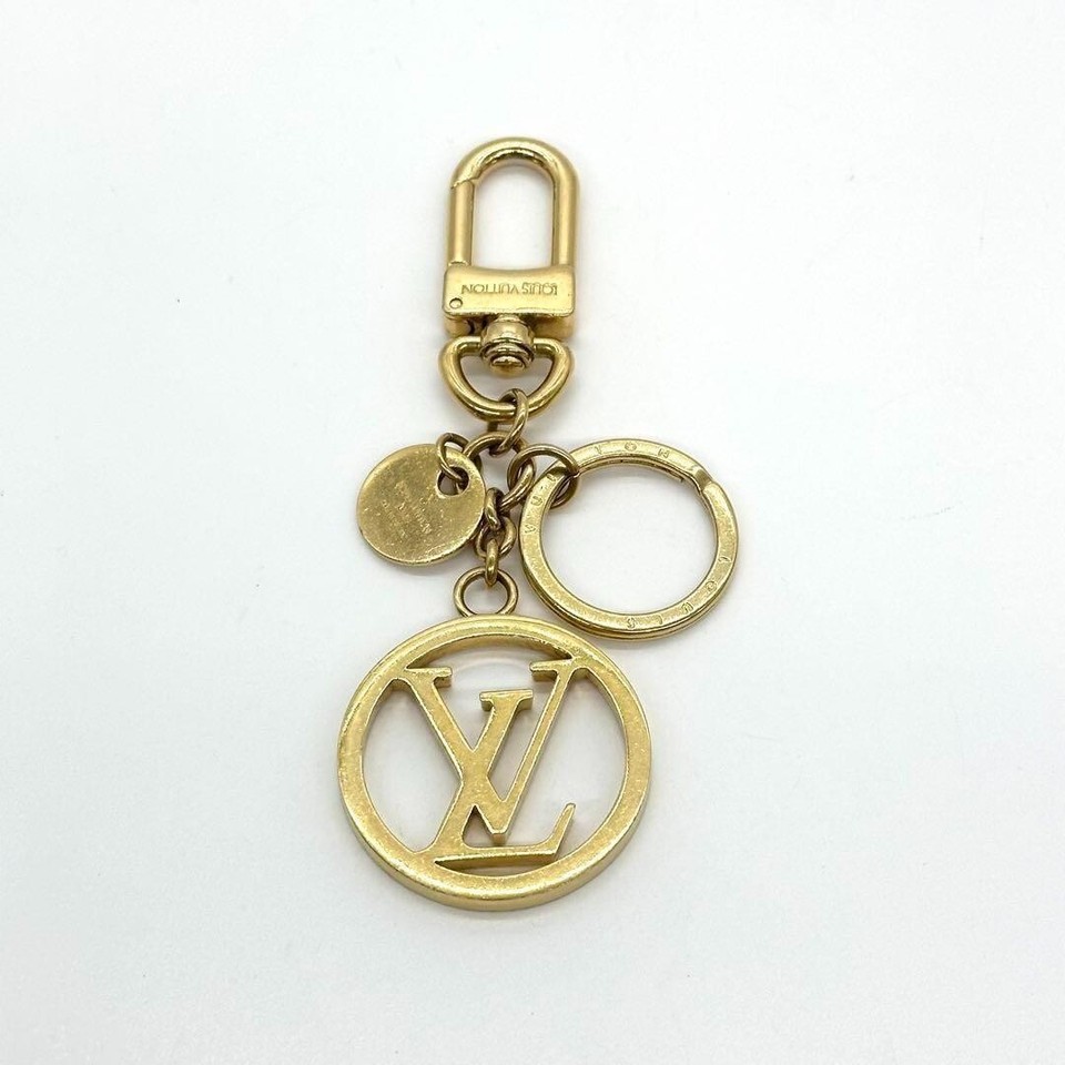 Louis Vuitton Metal Gold Porte Cles LV Circle Key Chain Bag Charm ...