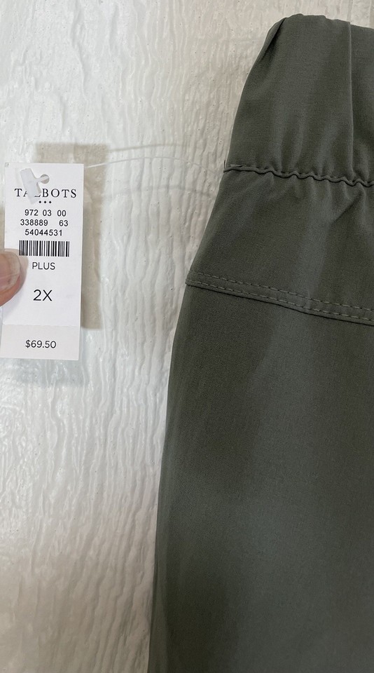 T by TALBOTS Pants Size 2X Olive Green PULL ON lightweight cropped NEW $70 (hh13 | eBay
