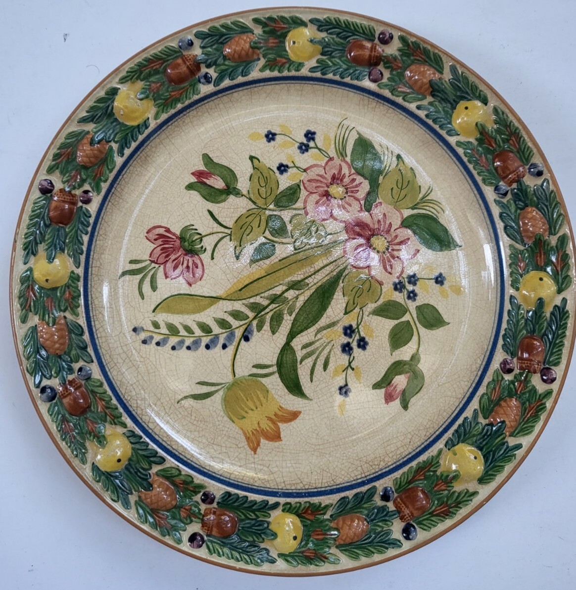 Royal Adams Ivory England Titian Ware hand painted floral dinner plate ...