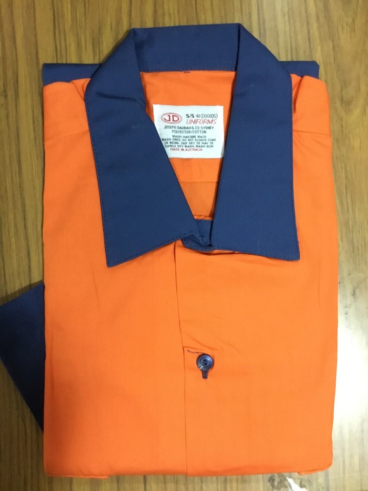 JD Work Shirt Short Sleeve Orange Size 2XL Poly/Cotton Lightweight ...