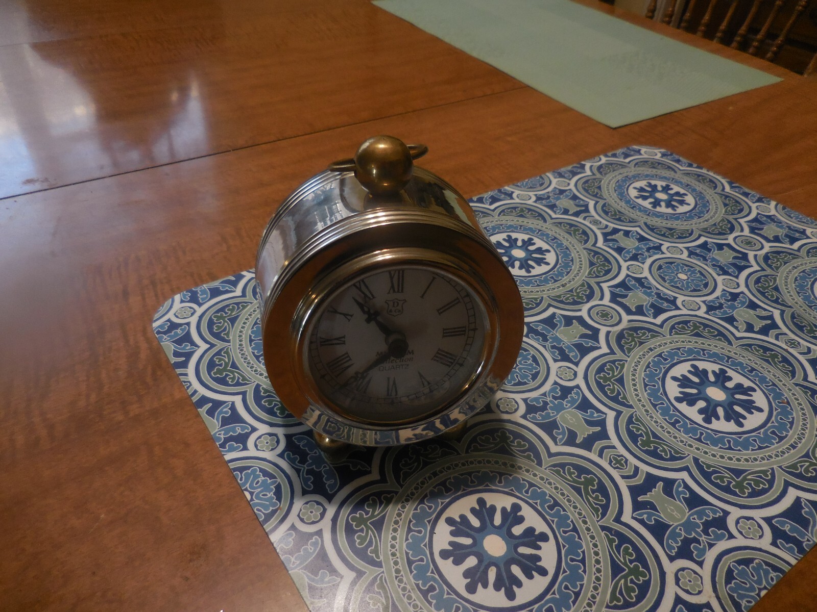 D & Co Museum Collection Quartz Clock, Stainless Steel with Brass Legs ...