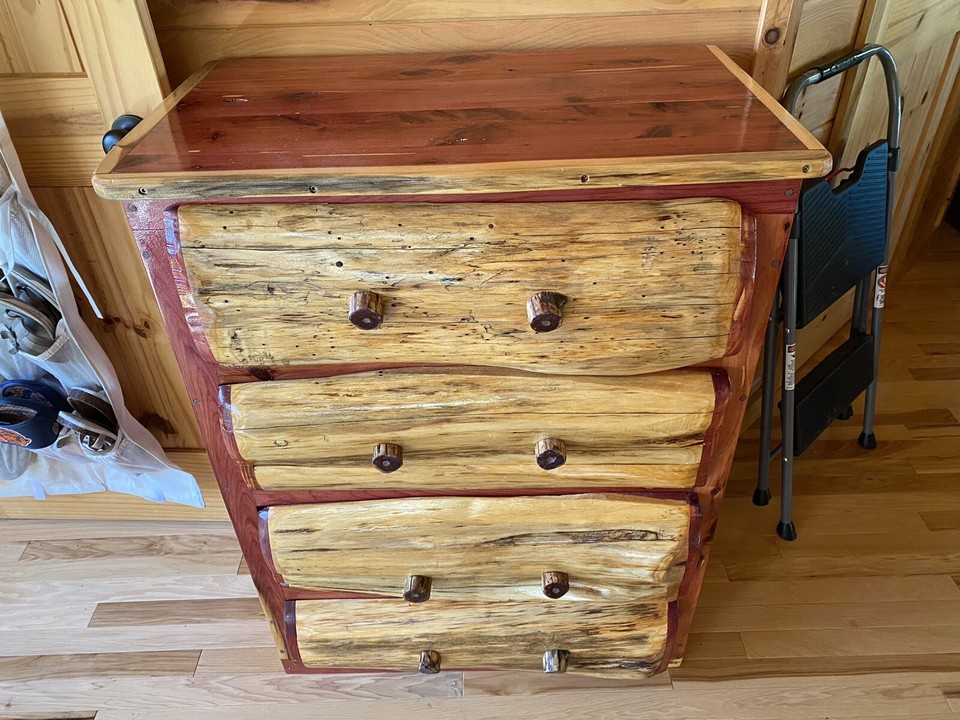 Rustic Cedar 4 Drawer Chest | Solid Wood 54"H 32"W Live Edge Dresser ...