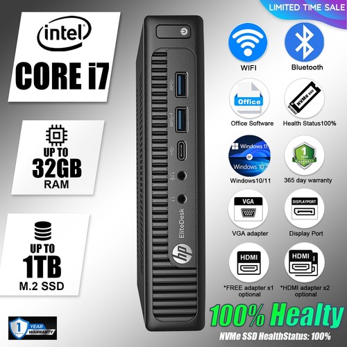 HP Micro Desktop Computer PC i7, Up to 32GB RAM, 1TB SSD, Windows 10/11 ...
