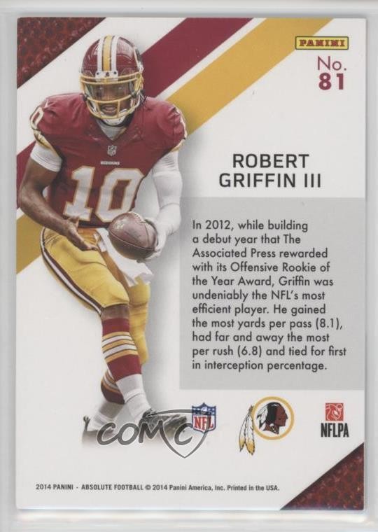 2014 Panini Absolute Hogg Heaven Anniversary /20 Robert Griffin III #81 ...