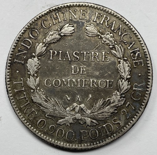 1908 French Indo-China Silver Trade Dollar, 1 piastre , VF Condition. C ...