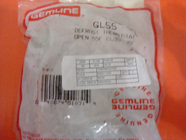 Gemline GL55 Defrost Thermostat NOS - Opens at 55 Degrees for sale ...