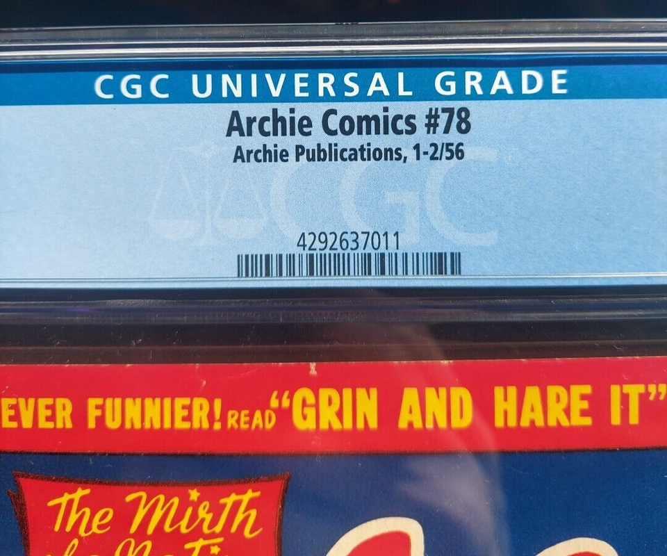 Archie Comics #78 CGC 3.0 - Classic Innuendo Cover (1956) Only 46 ...