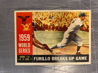 1960 TOPPS #387 1959 WORLD SERIES CARL FURILLO BREAKS UP GAM BASEBALL ...