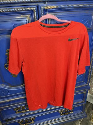 Nike Dry Fit Men's Shirt Size Large Red Short Sleeve Activewear Top L ...