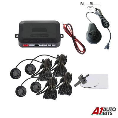 4x Black Parking Sensors Car Reverse Backup Rear Radar Alert System ...