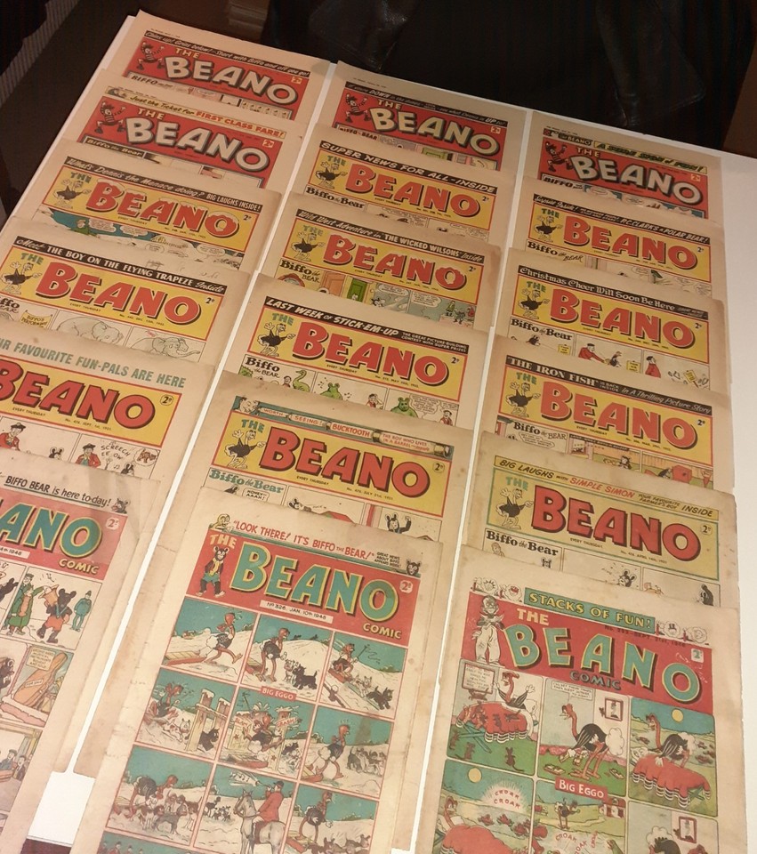 18x Vintage BEANO COMIC 293-868 lot UK 1946-1959 inc 326 327 1st BIFFO THE BEAR | eBay