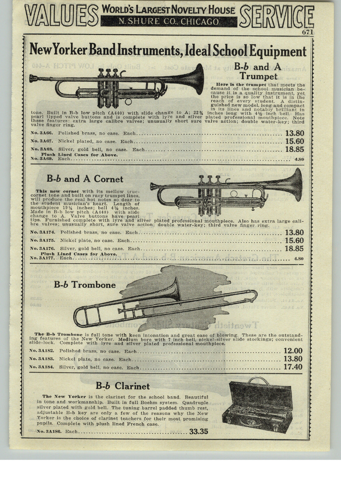 1933 PAPER AD New Yorker Trumpet Cornet Trombone Clarinet Gretsch ...