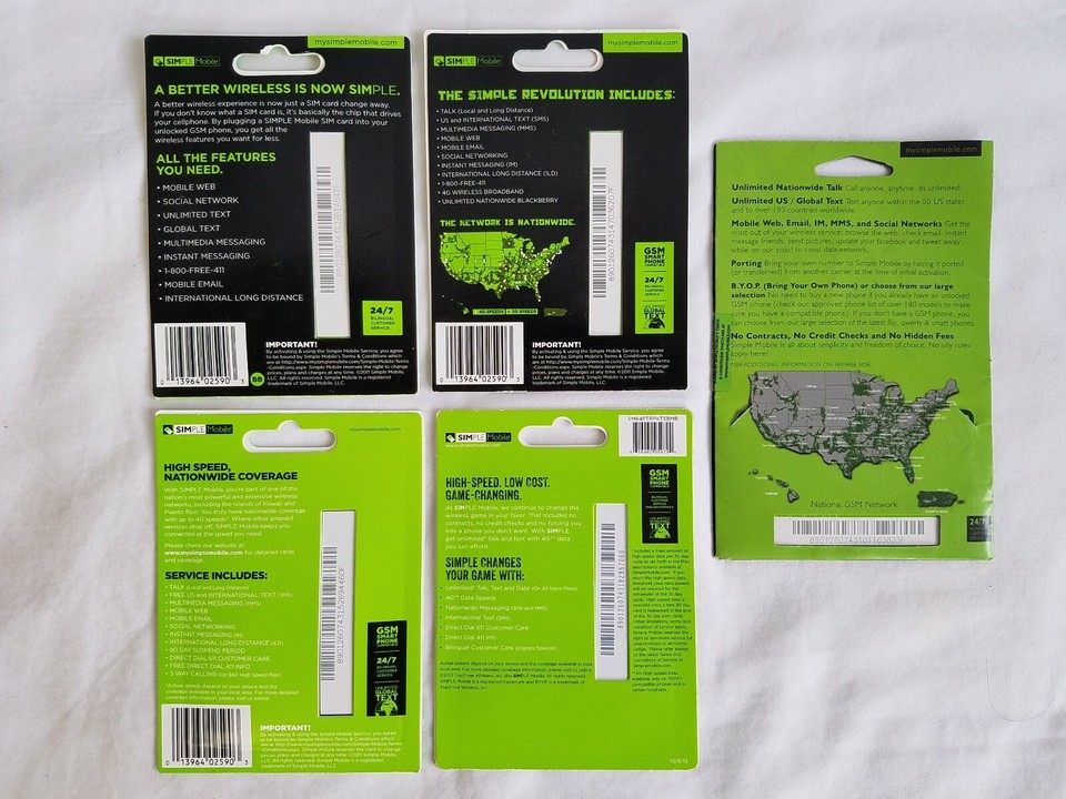 New Lot 10 Simple Mobile 4G LTE Sim Cards Wholesale Simcards | eBay