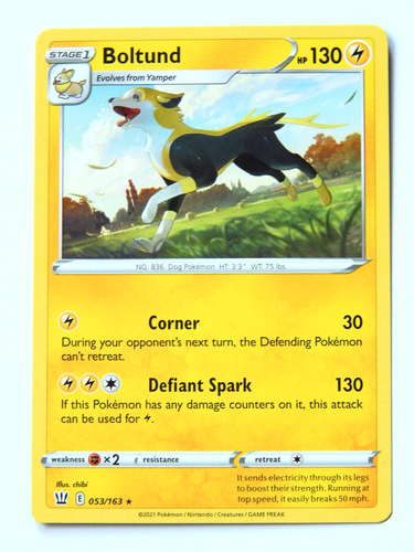 Boltund 053/163 (NM, Pokemon Card, Battle Styles, 2021, Lightning, Rare ...