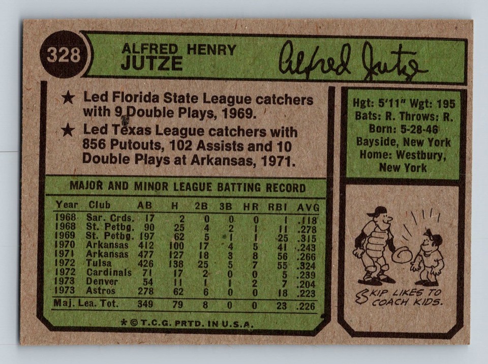 1974 Topps #328 Skip Jutze Houston Astros - NM | eBay