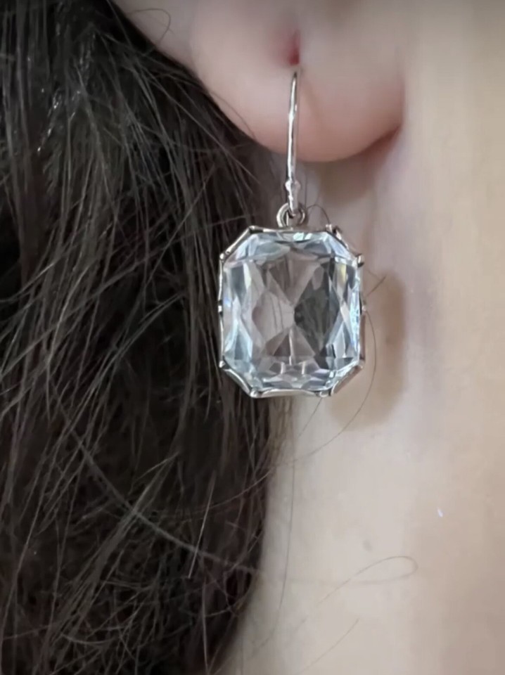 Newly made with Antique components - 14k and Silver Collet Paste Drop ...